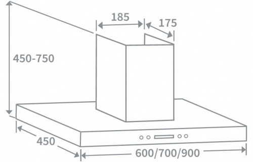 Prima+ PRCH026 60cm Box Chimney Hood - St/Steel